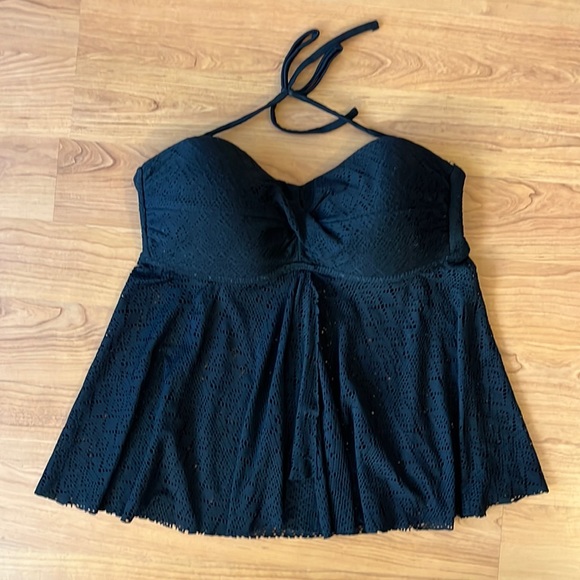 Merona | Swim | Merona Black Lace Tankini Swimsuit Top Halter Strapless ...